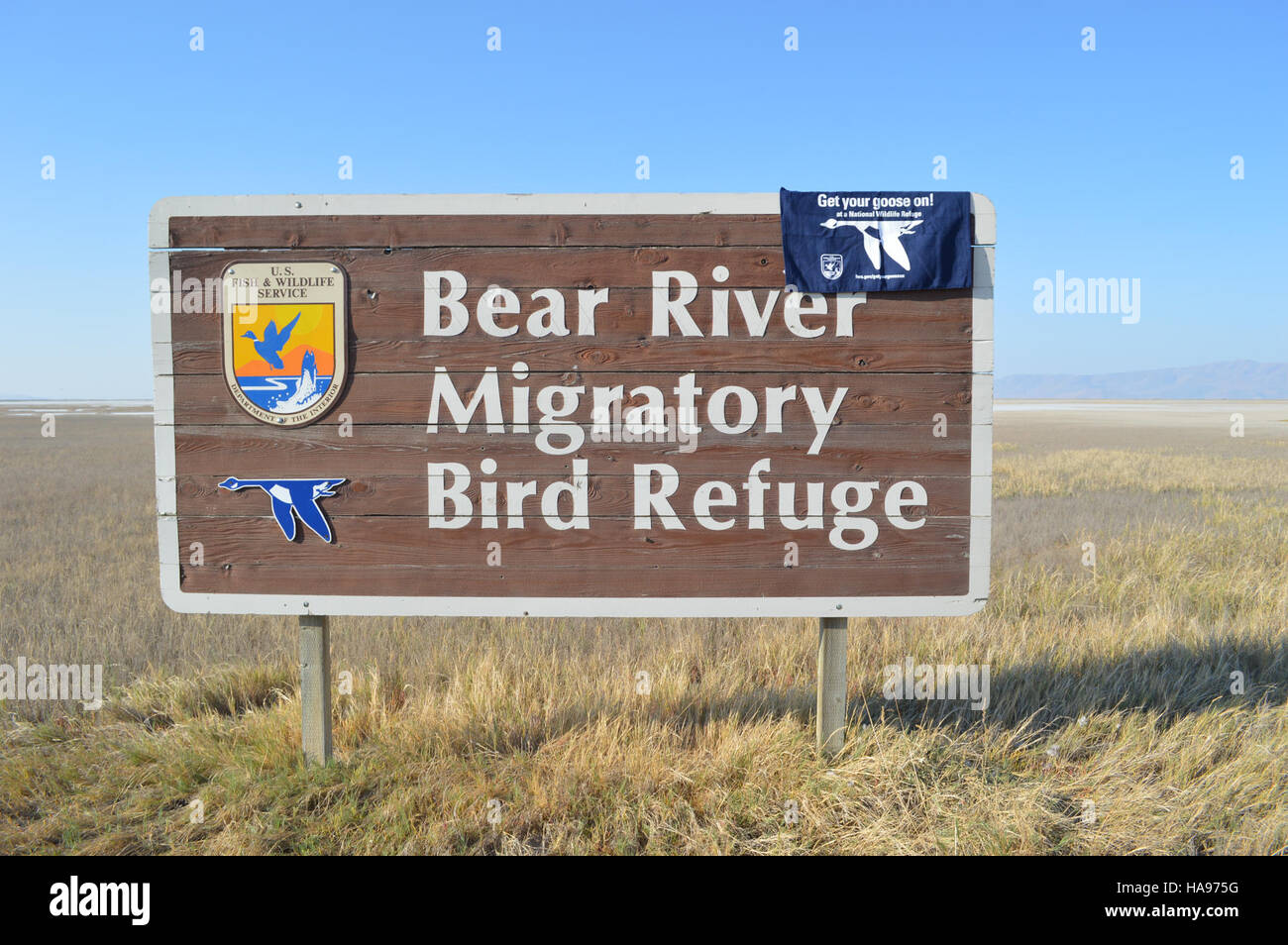 A photograph of the Bear River National Wildlife Refuge, located in ...