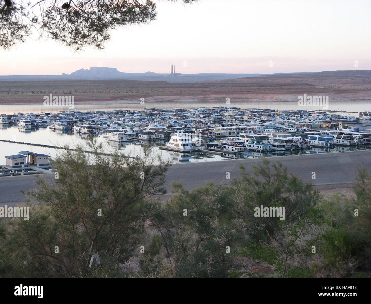 A photograph of Lake Powell Marina, showcasing the serene waters and ...