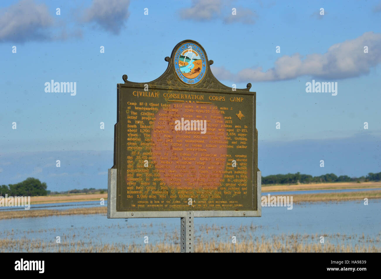This historic landmark sign commemorates a Civilian Conservation Corps ...