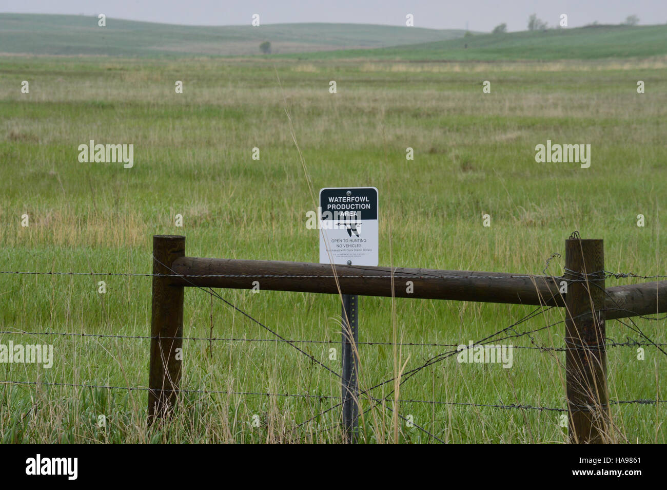 This image shows a Waterfowl Production Area sign, highlighting the ...