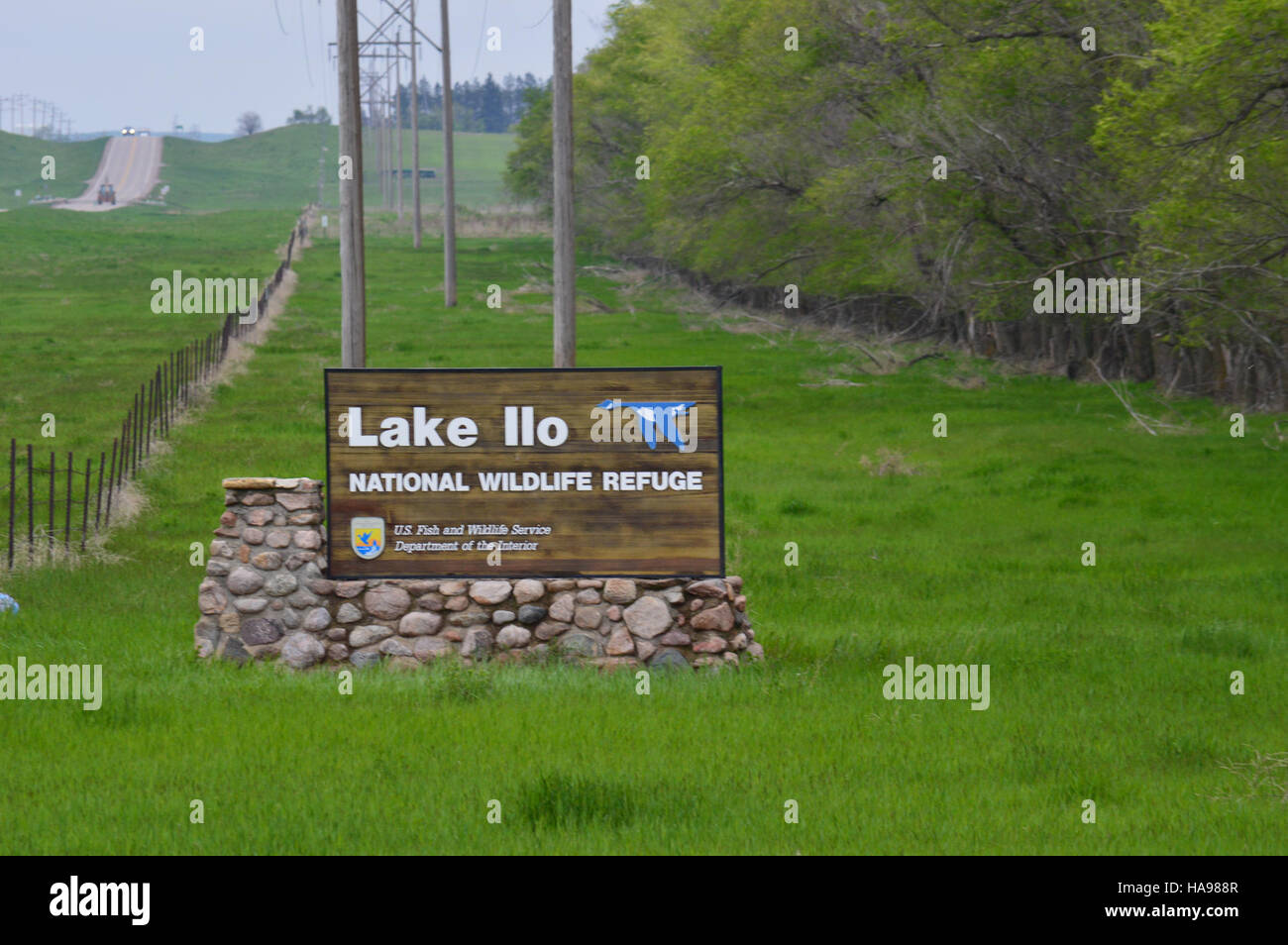 The Lake Ilo National Wildlife Refuge sign serves as an informative ...