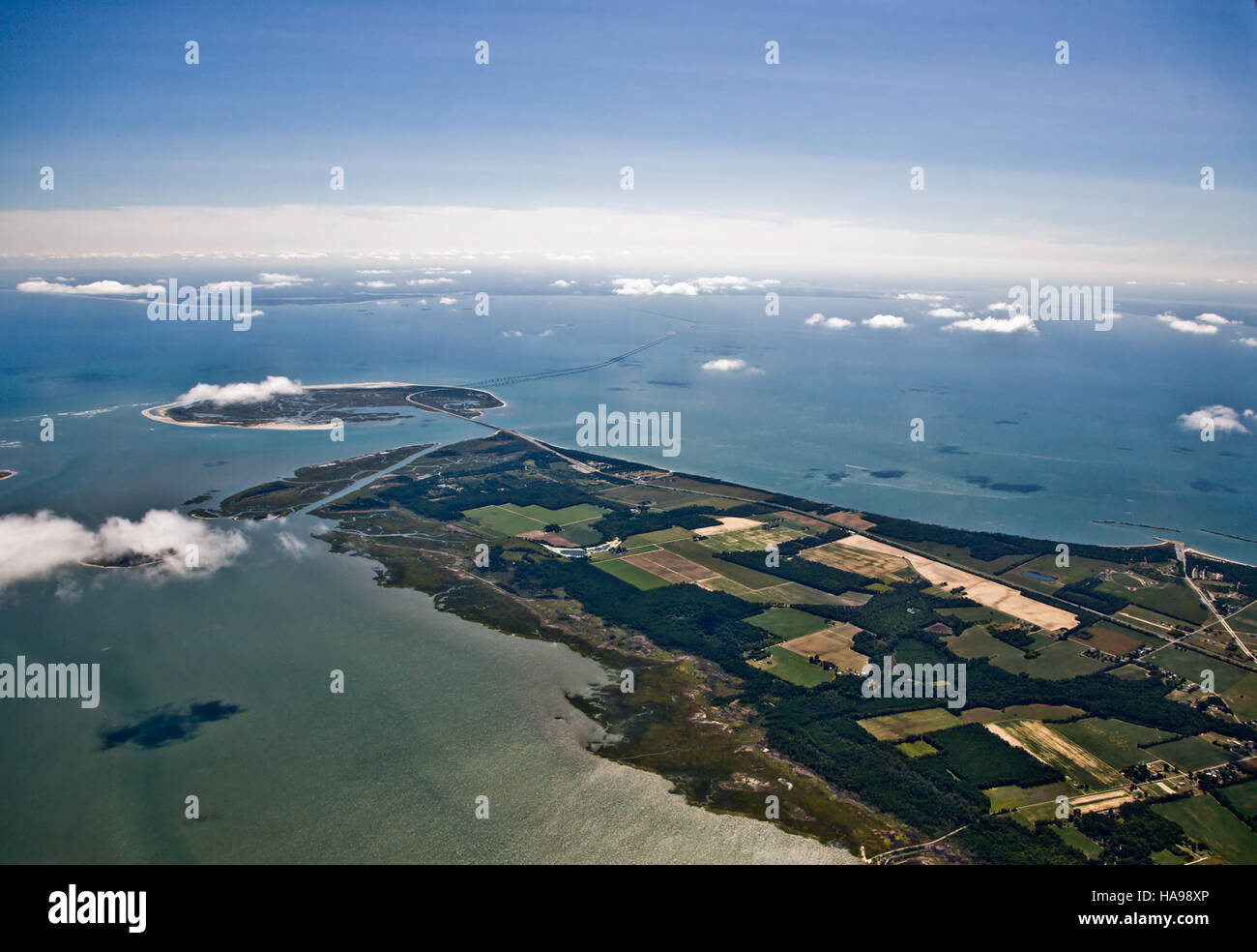 An aerial view of a wildlife refuge managed by the U.S. Fish and ...