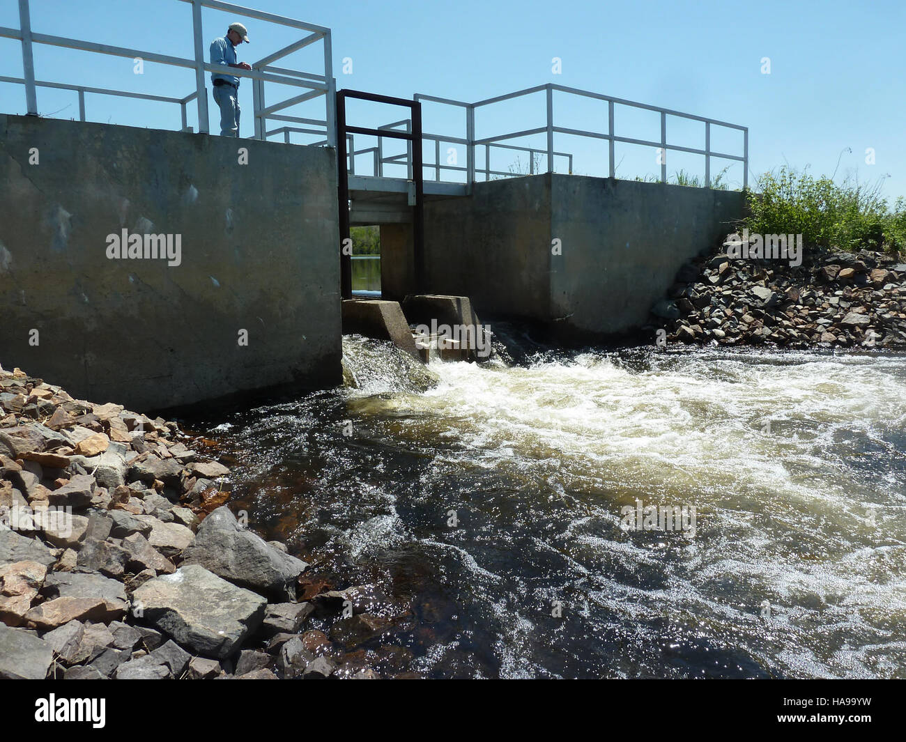 Upper Magurrewock Dam and fish spillway are key components of Moosehorn ...