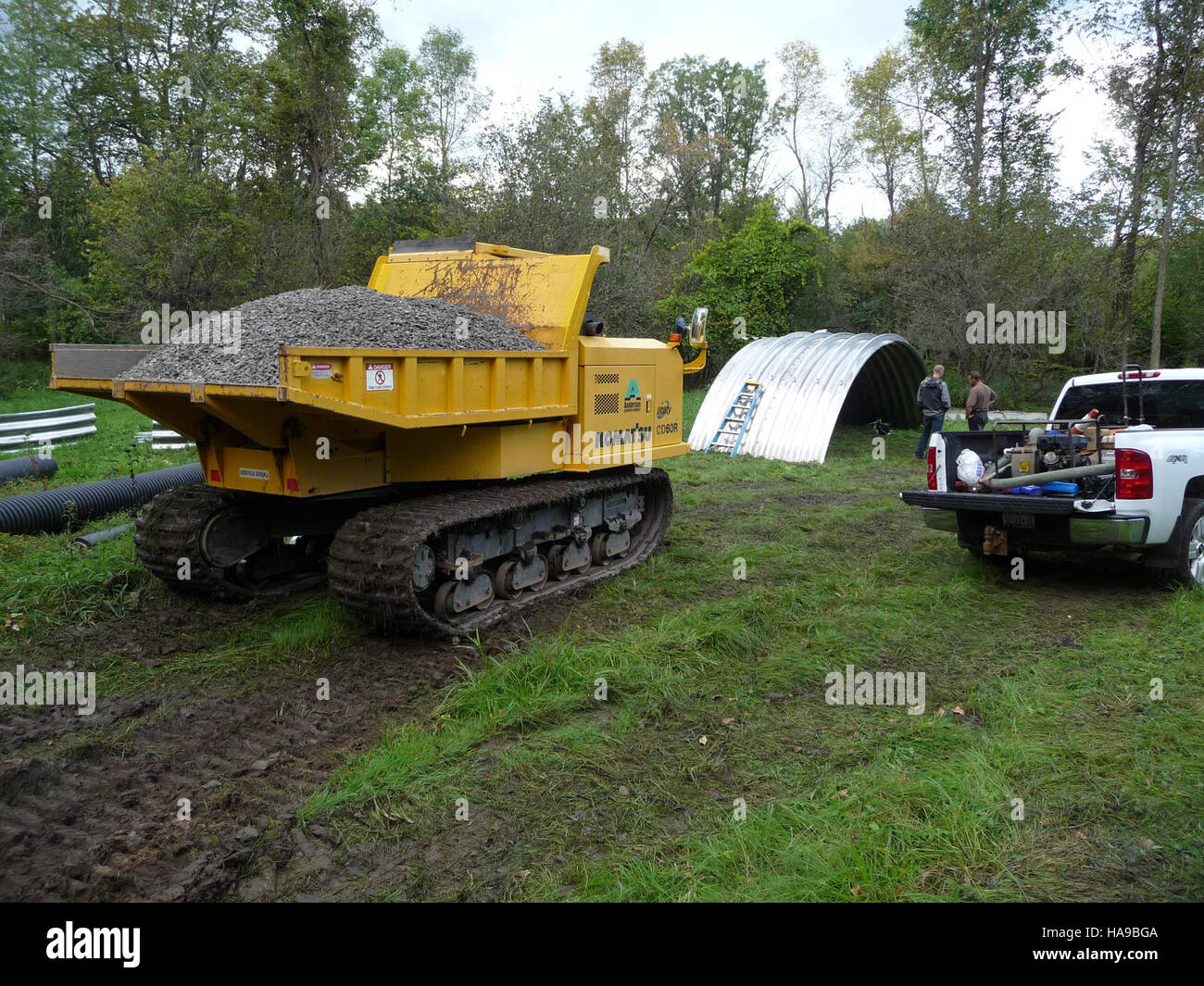 The image shows the preparation phase of a construction project at ...