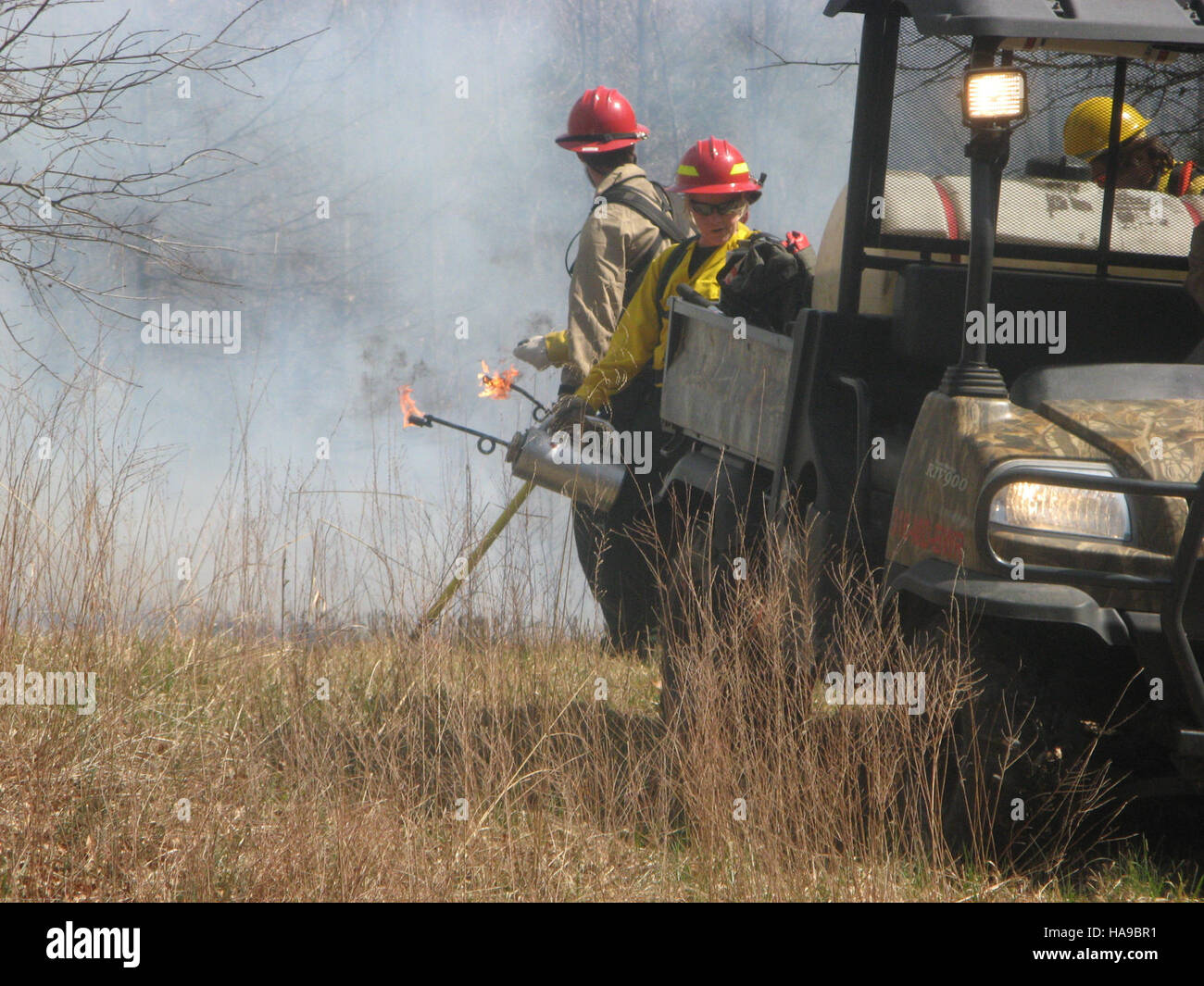 A controlled burn prepared for wildlife management, aimed at enhancing ...