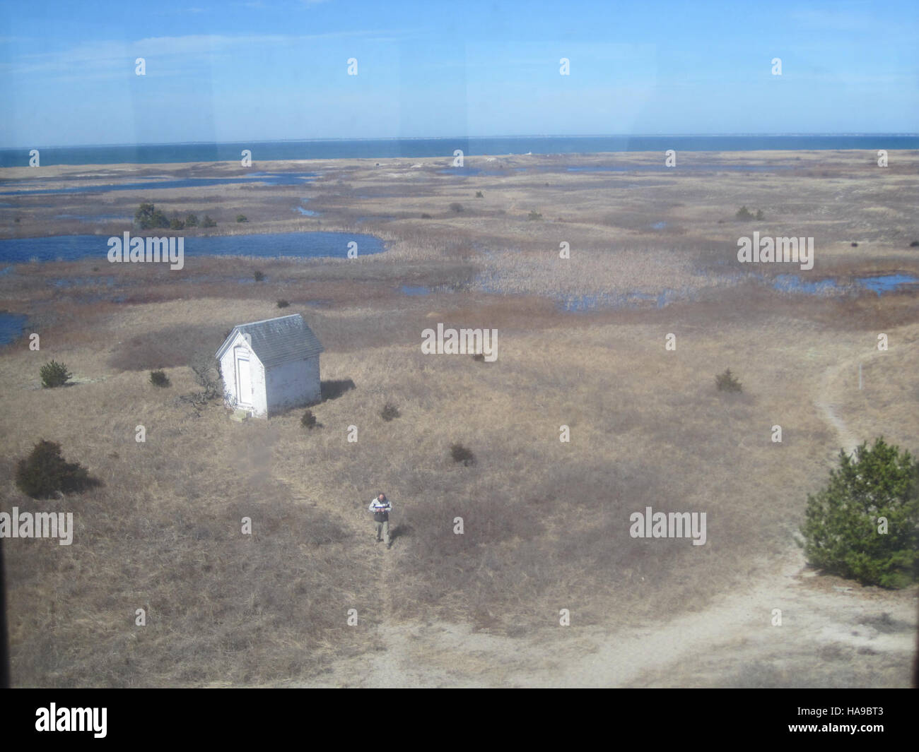 The view from the lighthouse in a northeastern national park offers a ...