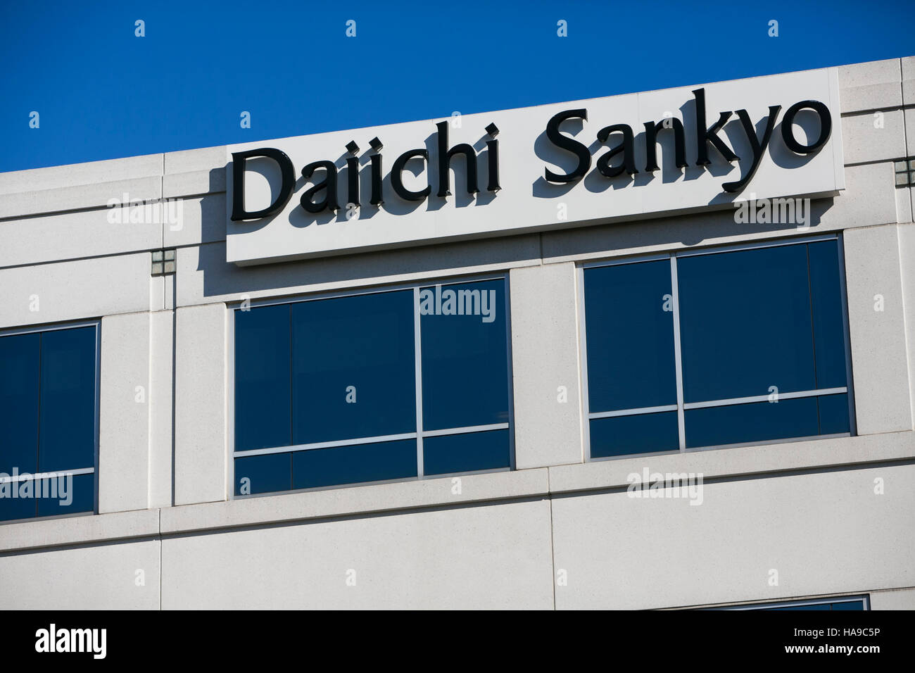 A logo sign outside of a facility occupied by the Daiichi Sankyo ...