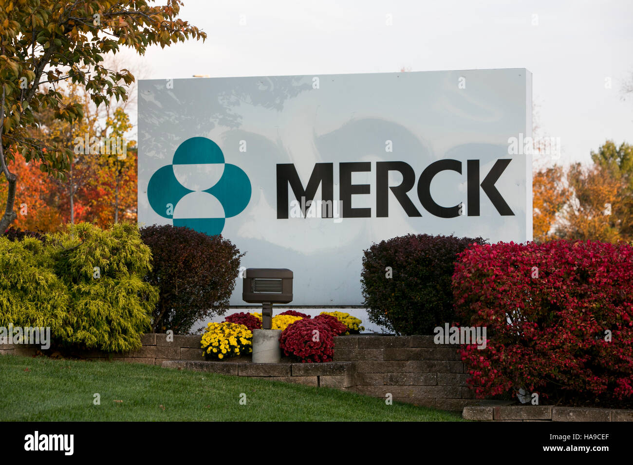 A logo sign outside of a facility occupied by Merck & Co., Inc., in ...