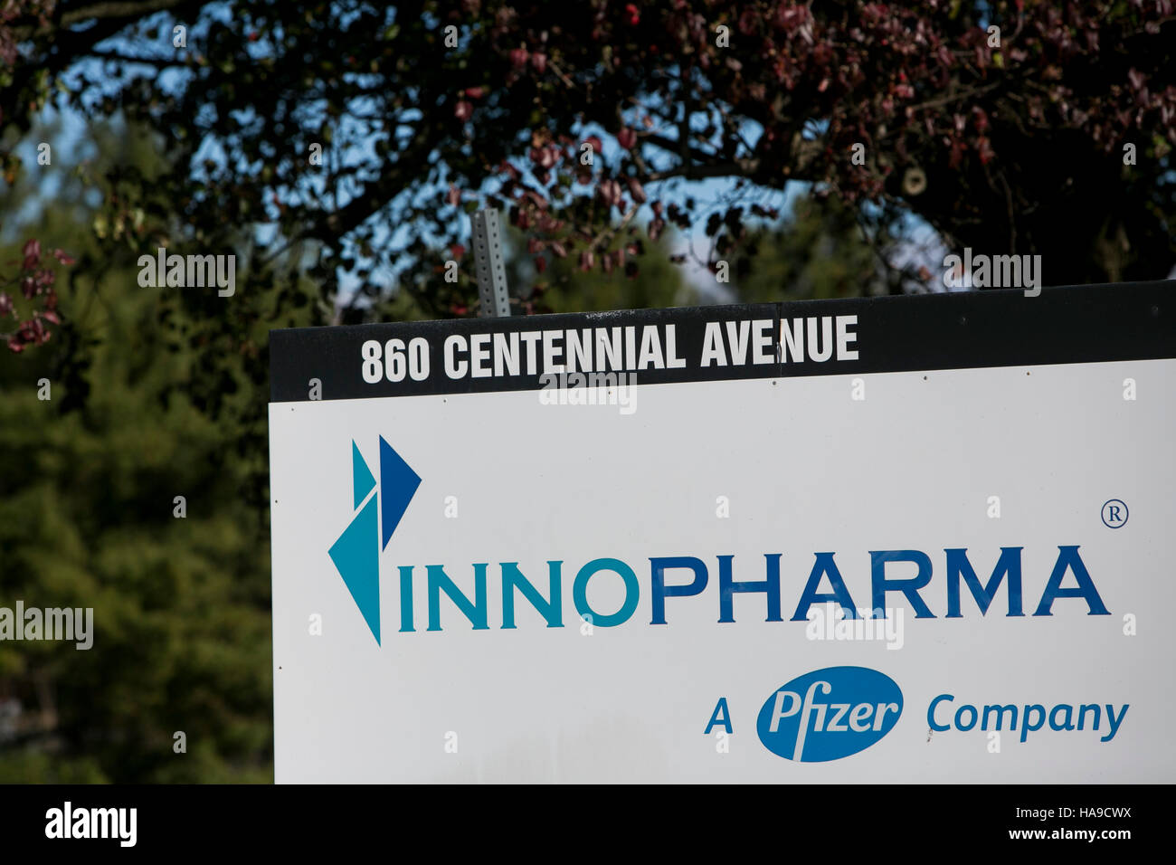 A logo sign outside of a facility occupied by InnoPharma in Piscataway ...