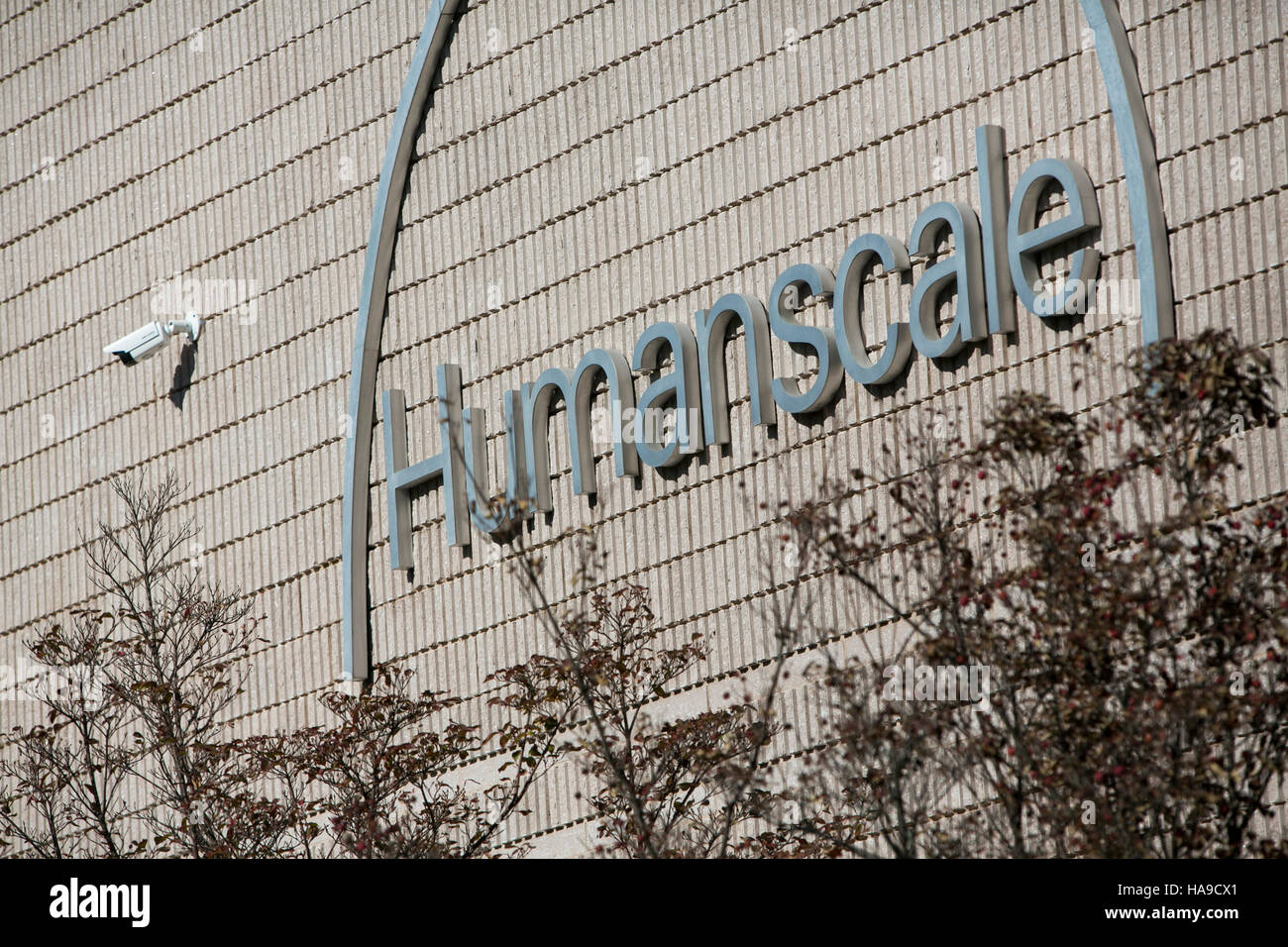 A logo sign outside of a facility occupied by Humanscale in Piscataway ...