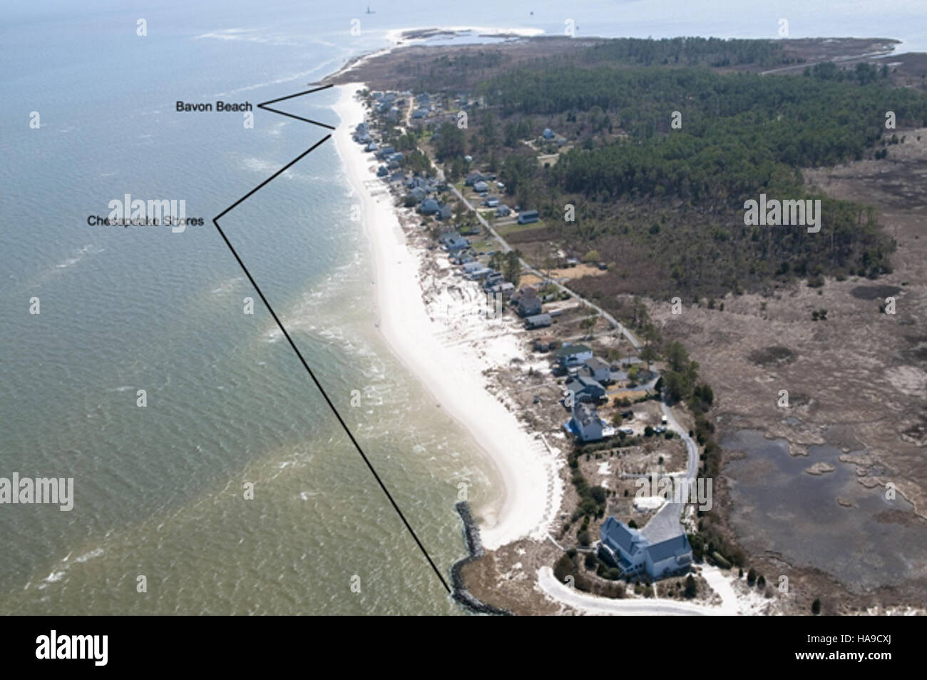 Aerial imagery of Bavon Beach and Chesapeake Shores National Park ...