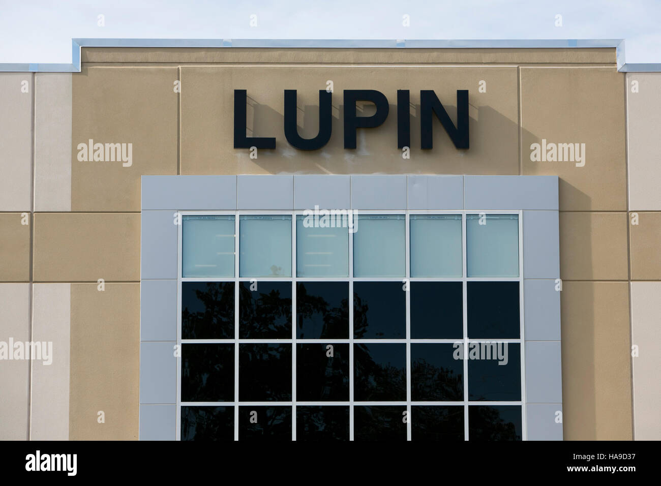A logo sign outside of a facility occupied by Lupin Pharmaceuticals ...