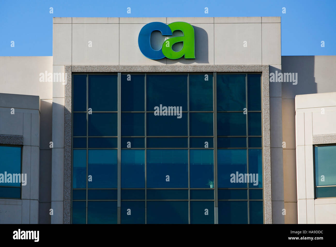 A logo sign outside of a facility occupied by CA Technologies in Ewing ...
