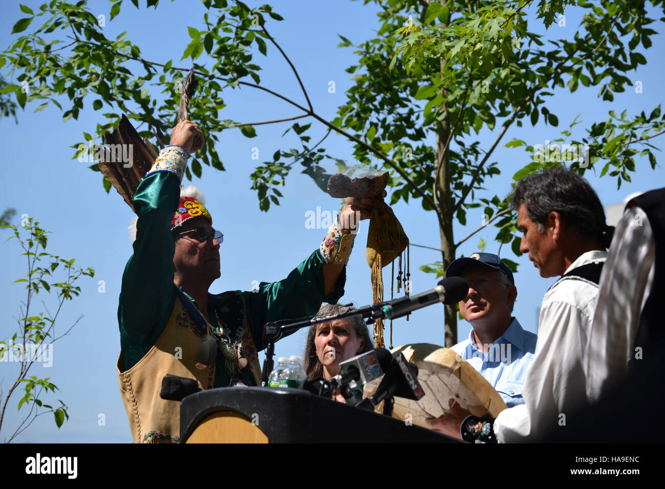 Butch Phillips and Barry Dana of the Penobscot Nation perform a ...