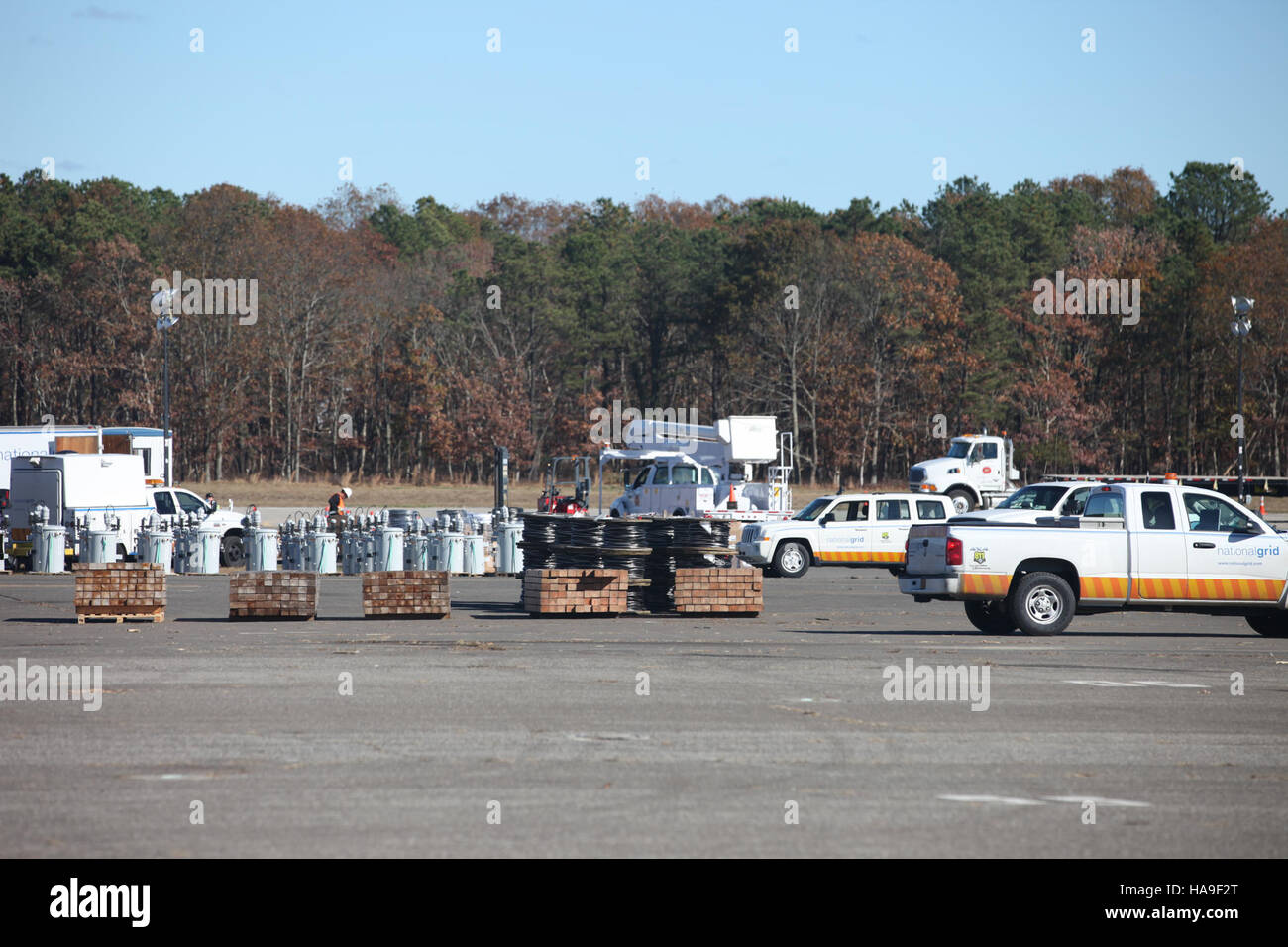 The National Grid staging area on Long Island, NY, serves as a ...