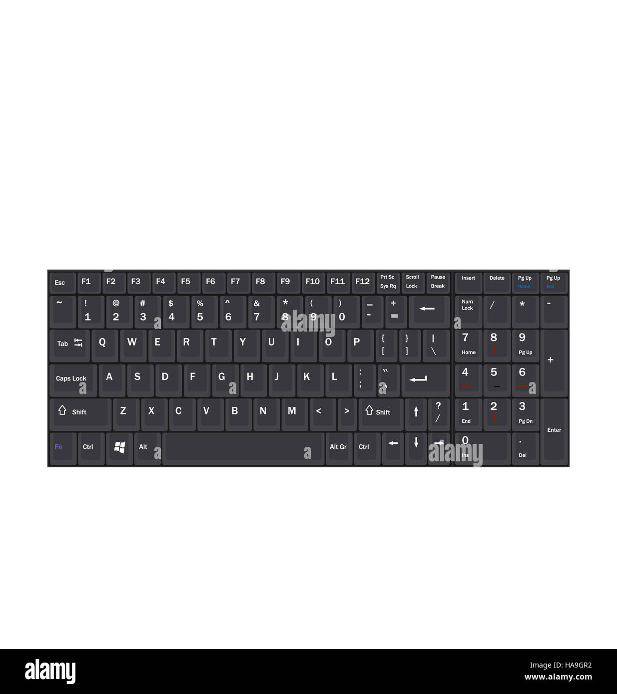 Computer Realistic Black Keyboard Ioslated on White Background Stock ...