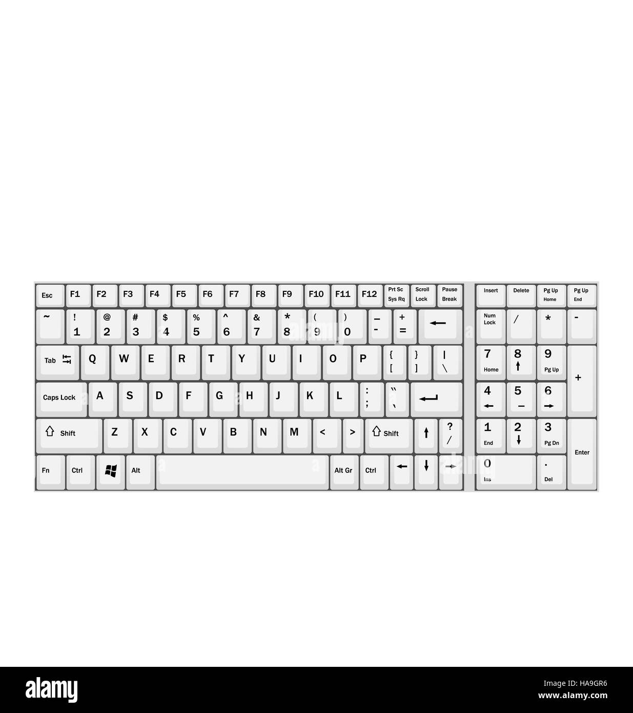 Computer Realistic White Keyboard Ioslated on White Background Stock ...