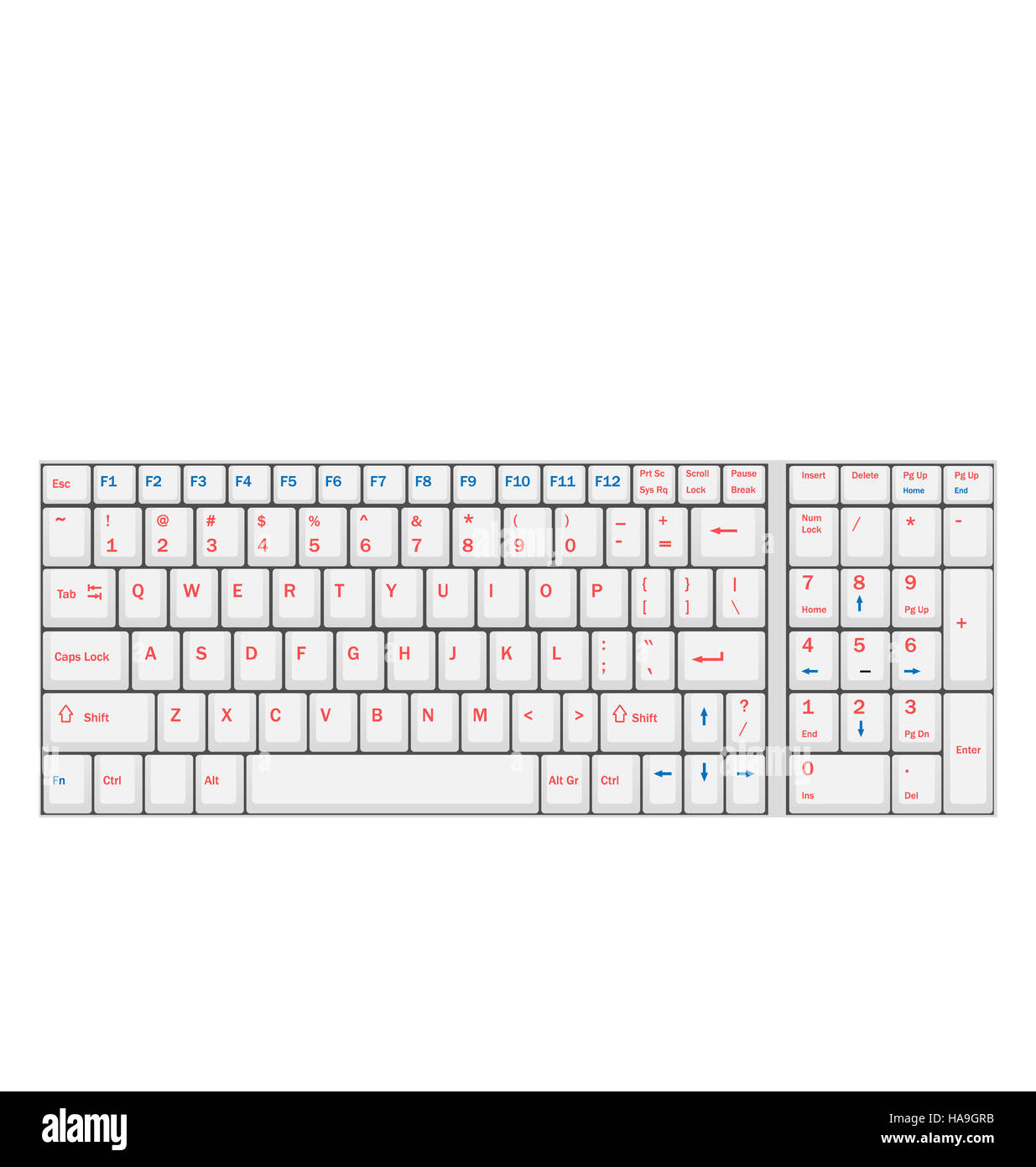 Computer Realistic White Keyboard Ioslated on White Background Stock ...