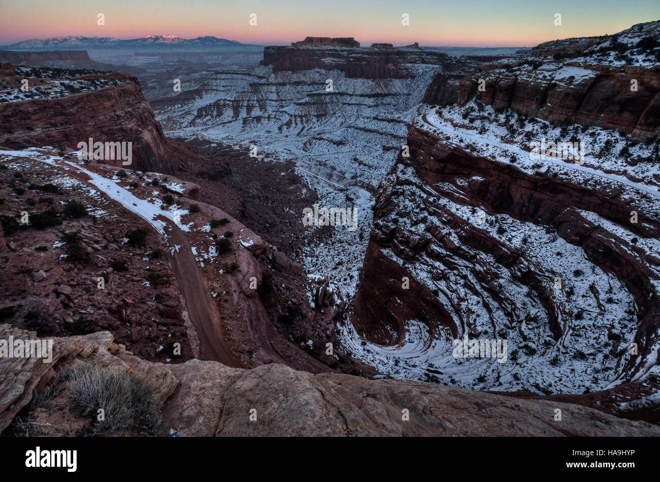 Shafer Canyon, located within Canyonlands National Park, is bathed in ...