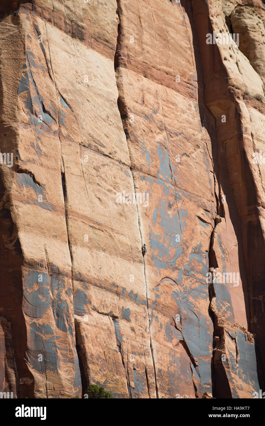 Climbers enjoy the iconic rock formations at Indian Creek, located in a ...