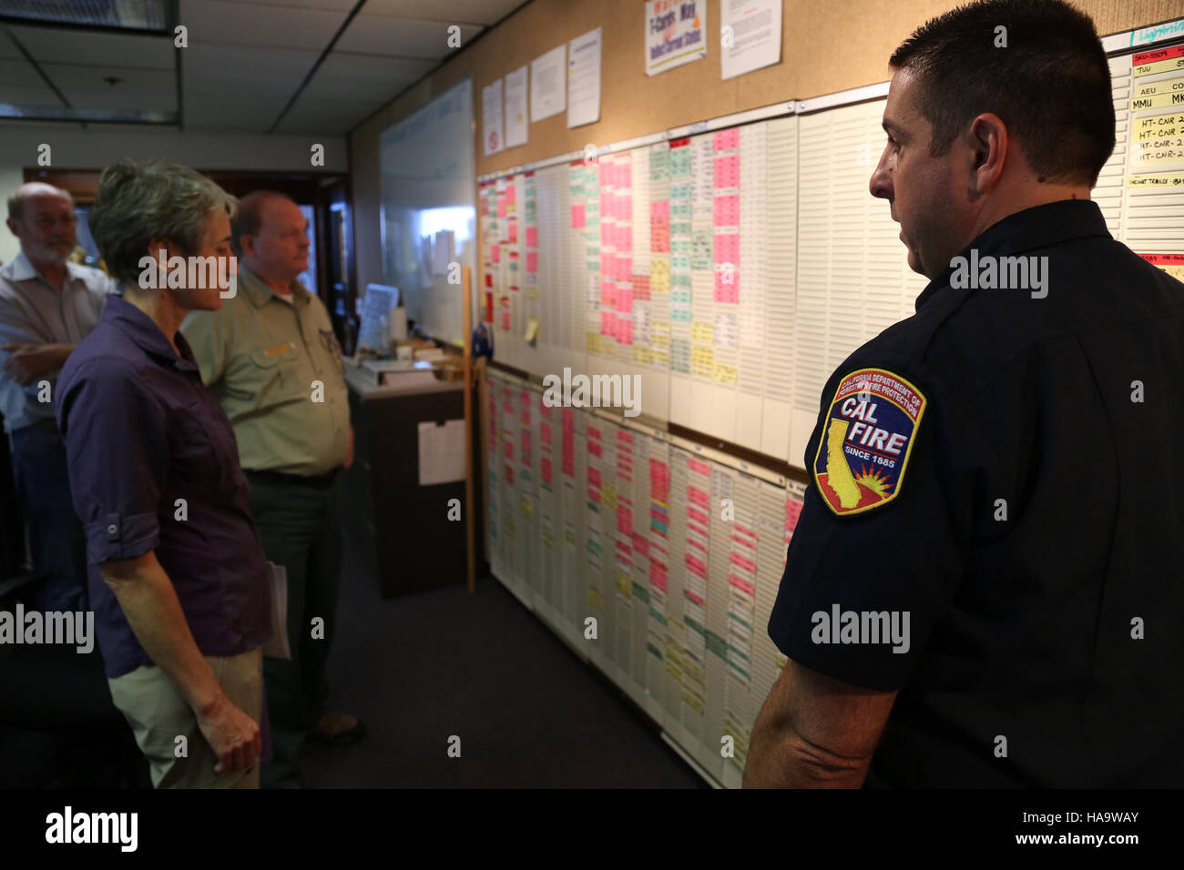 Secretary of the Interior Sally Jewell visits the fire operations in ...
