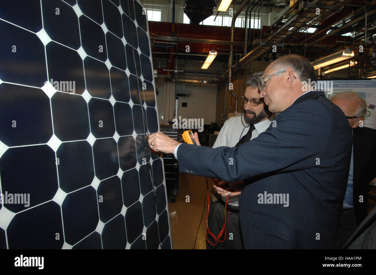 Secretary of the Interior Ken Salazar visited a solar panel plant as ...