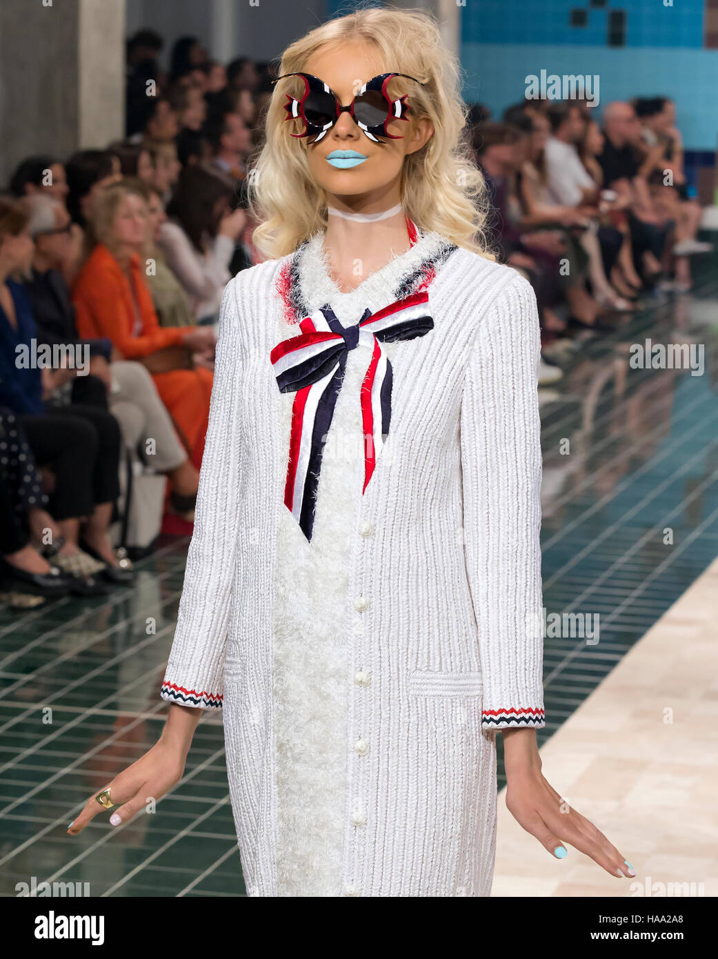 NEW YORK, NY - SEPTEMBER12, 2016: Sally Jonsson walks the runway at the ...
