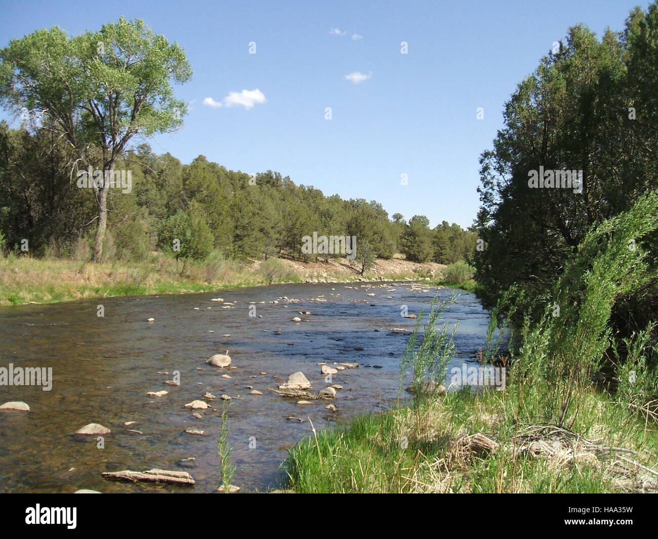 The Pecos River, flowing through Pecos National Historic Park in New ...