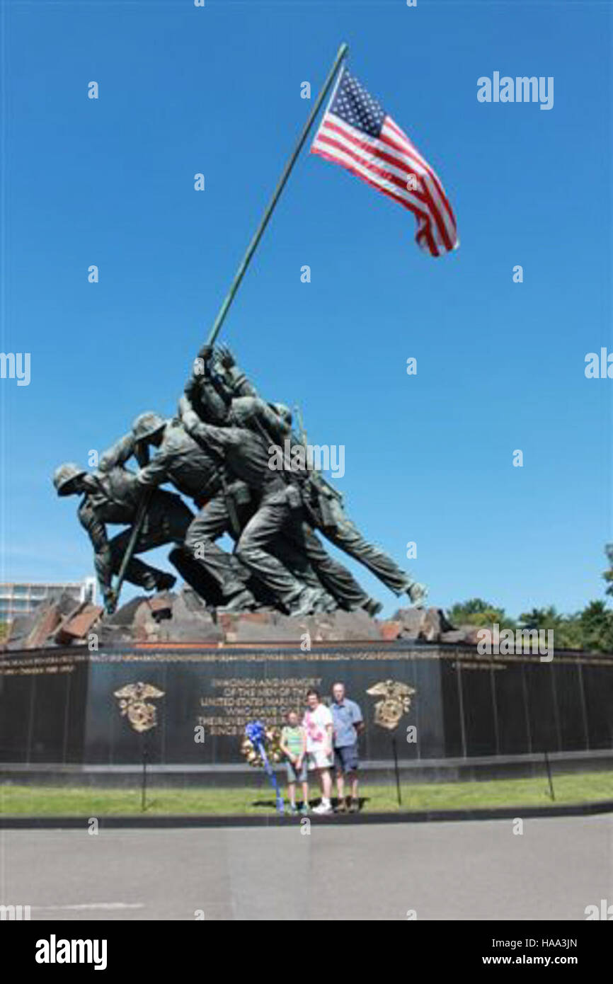 This image features the Iwo Jima Memorial, located within a national ...