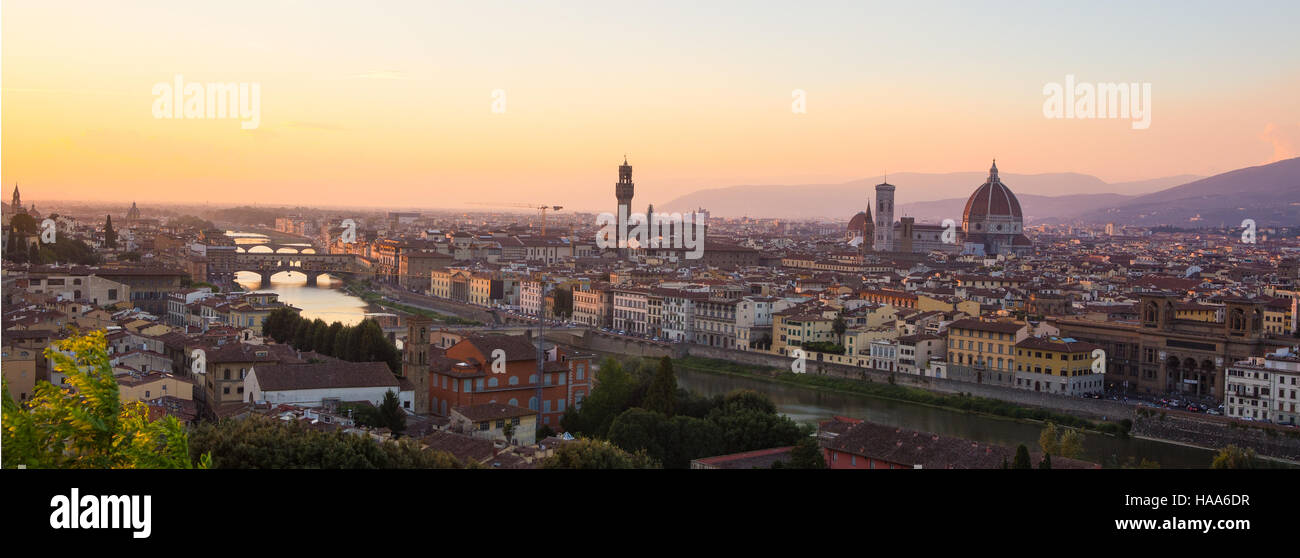 Florence city at sunset Stock Photo - Alamy