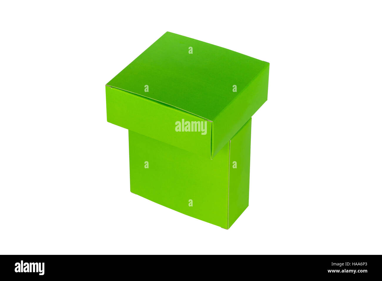 Green boxes stacked or green paper package box isolated on White ...