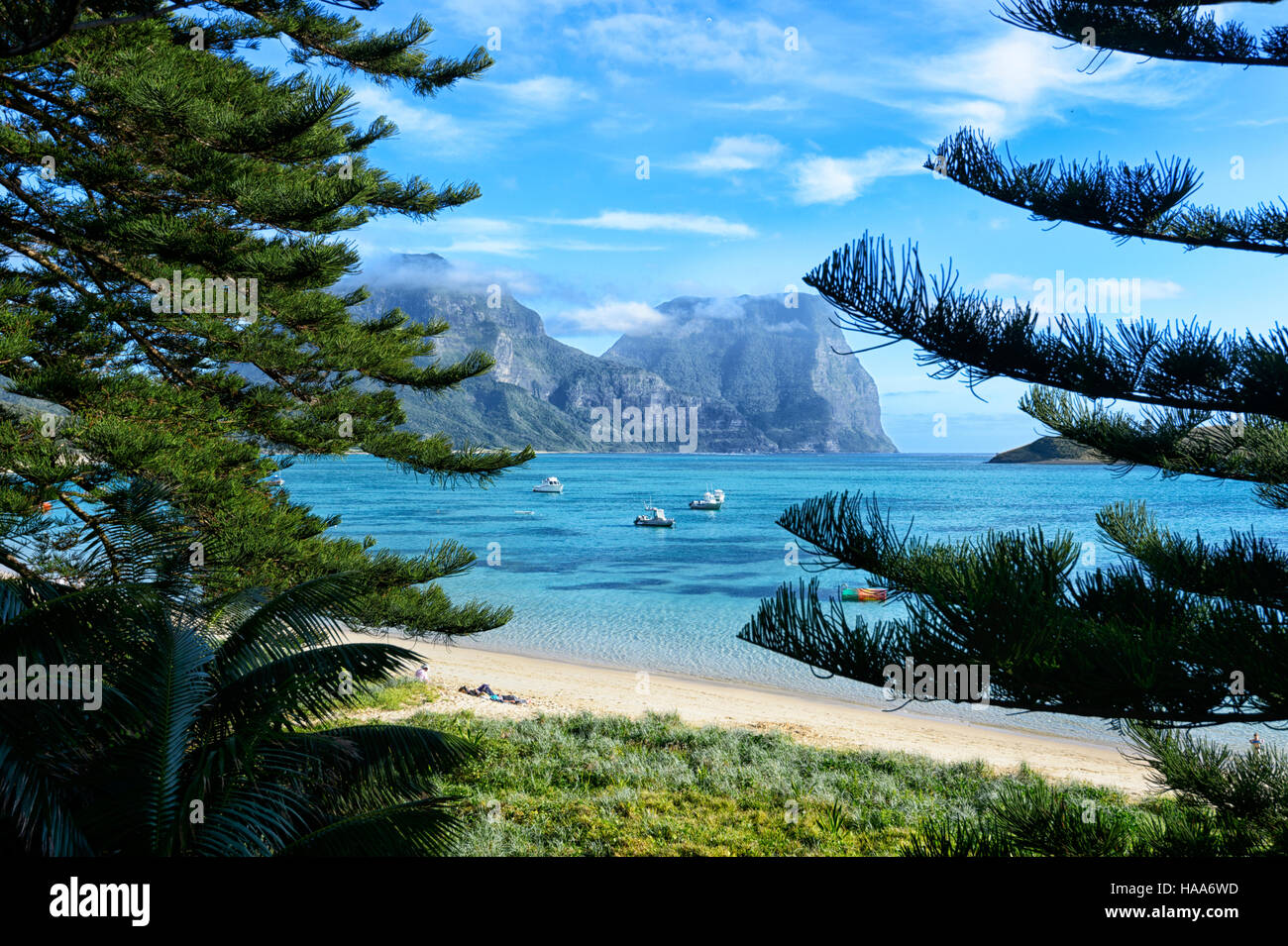 View of Mt Gower, across The Lagoon, Lord Howe Island, NSW, Australia ...