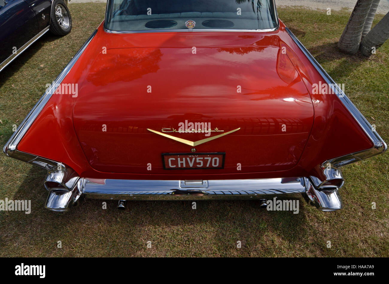 red and white chevrolet victoria belair pillarless two door american ...
