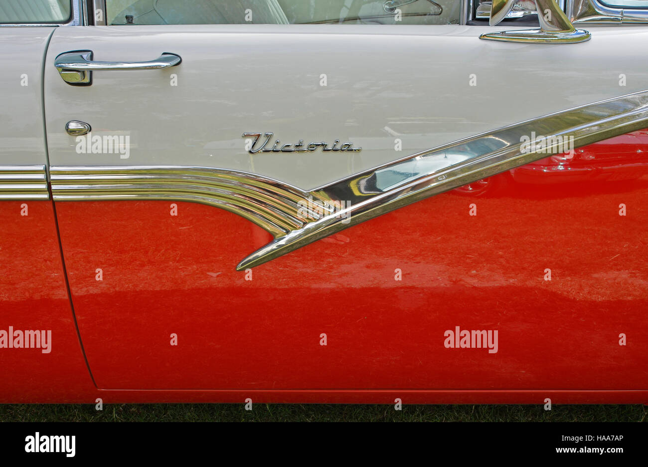 red and white chevrolet victoria belair pillarless two door american ...