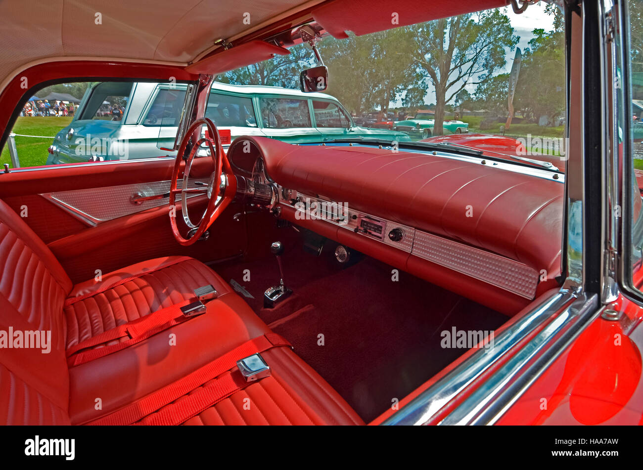 classic 1950's red ford thunderbird interior Stock Photo - Alamy