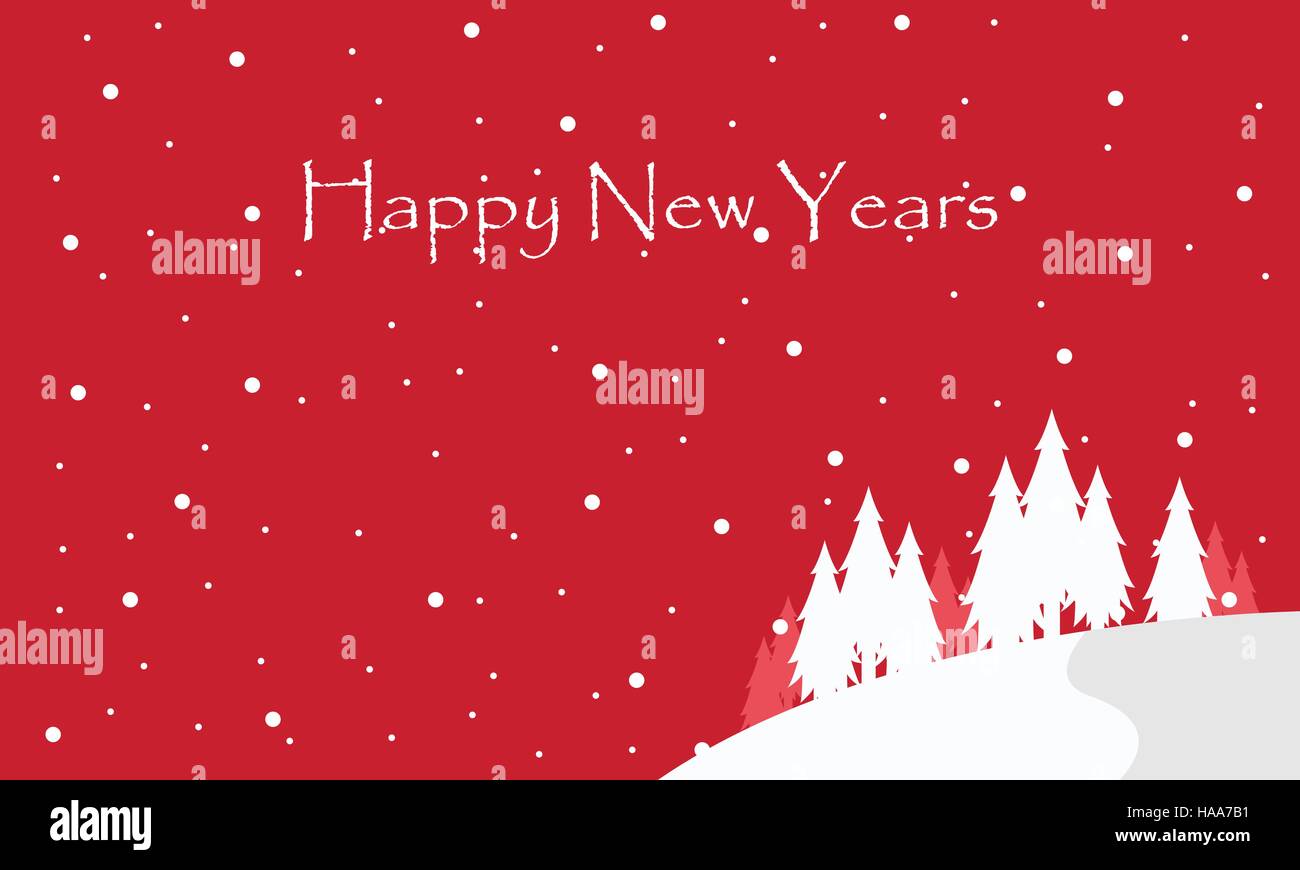 Happy New Year with spruce tree scenery illustration Stock Vector Image ...
