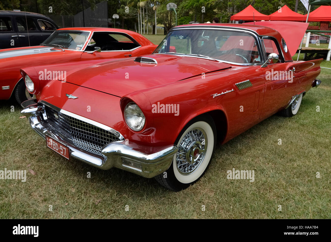 classic 1950's red ford thunderbird at Cooly Rocks On in Coolangatta ...