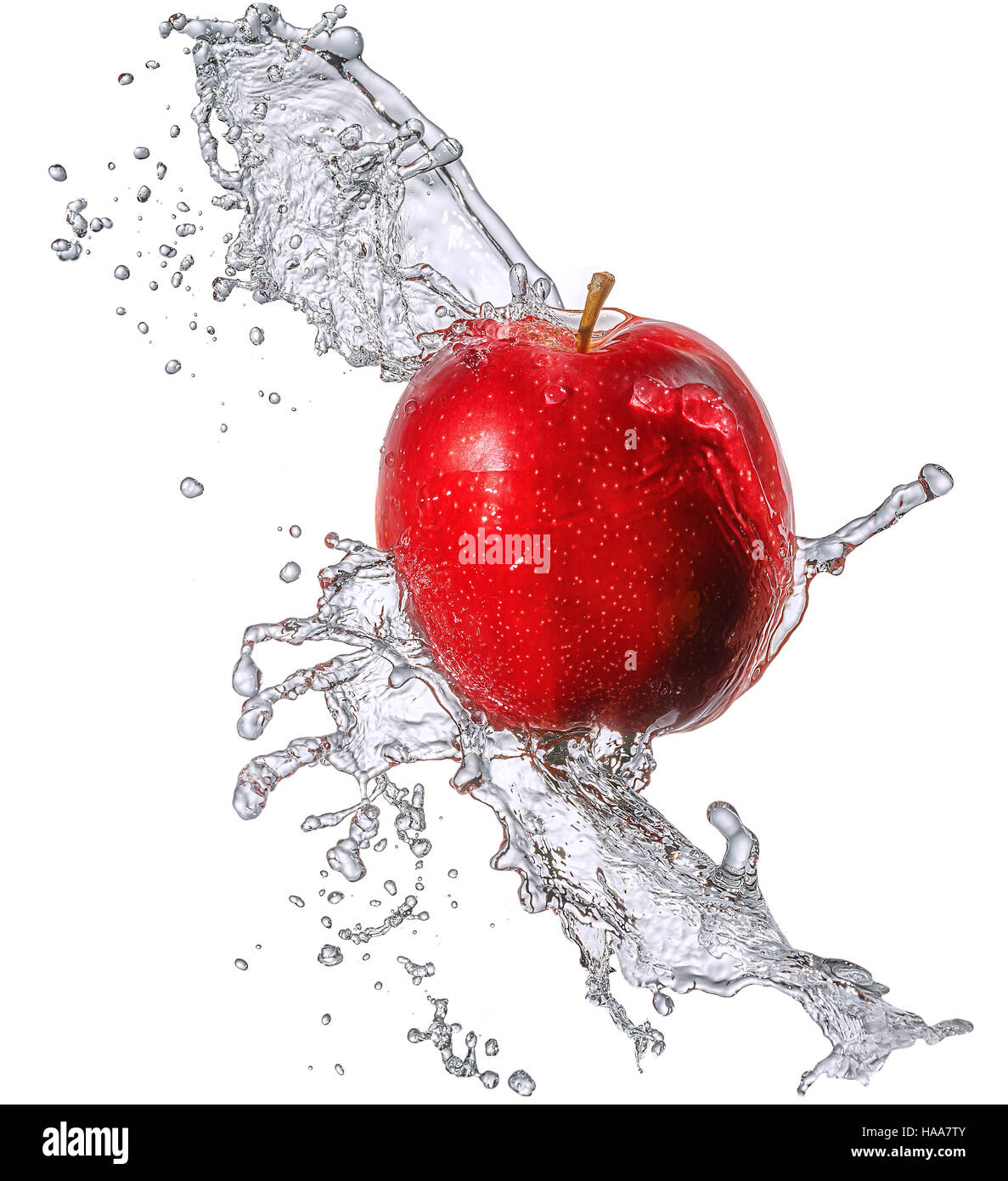Water splash with apple isolated Stock Photo - Alamy