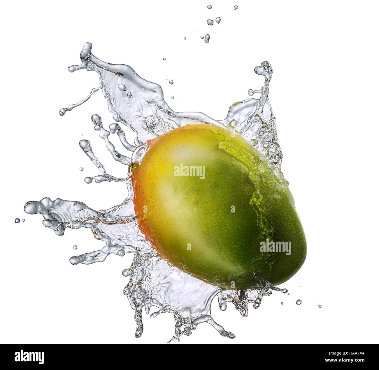 Water splash with mango isolated Stock Photo - Alamy