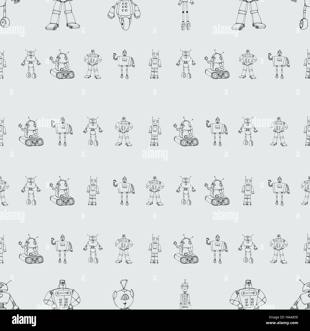 Robot doodles pattern Stock Vector Image & Art - Alamy