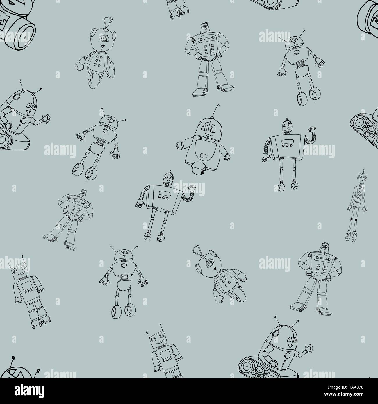 Robot doodles pattern Stock Vector Image & Art - Alamy