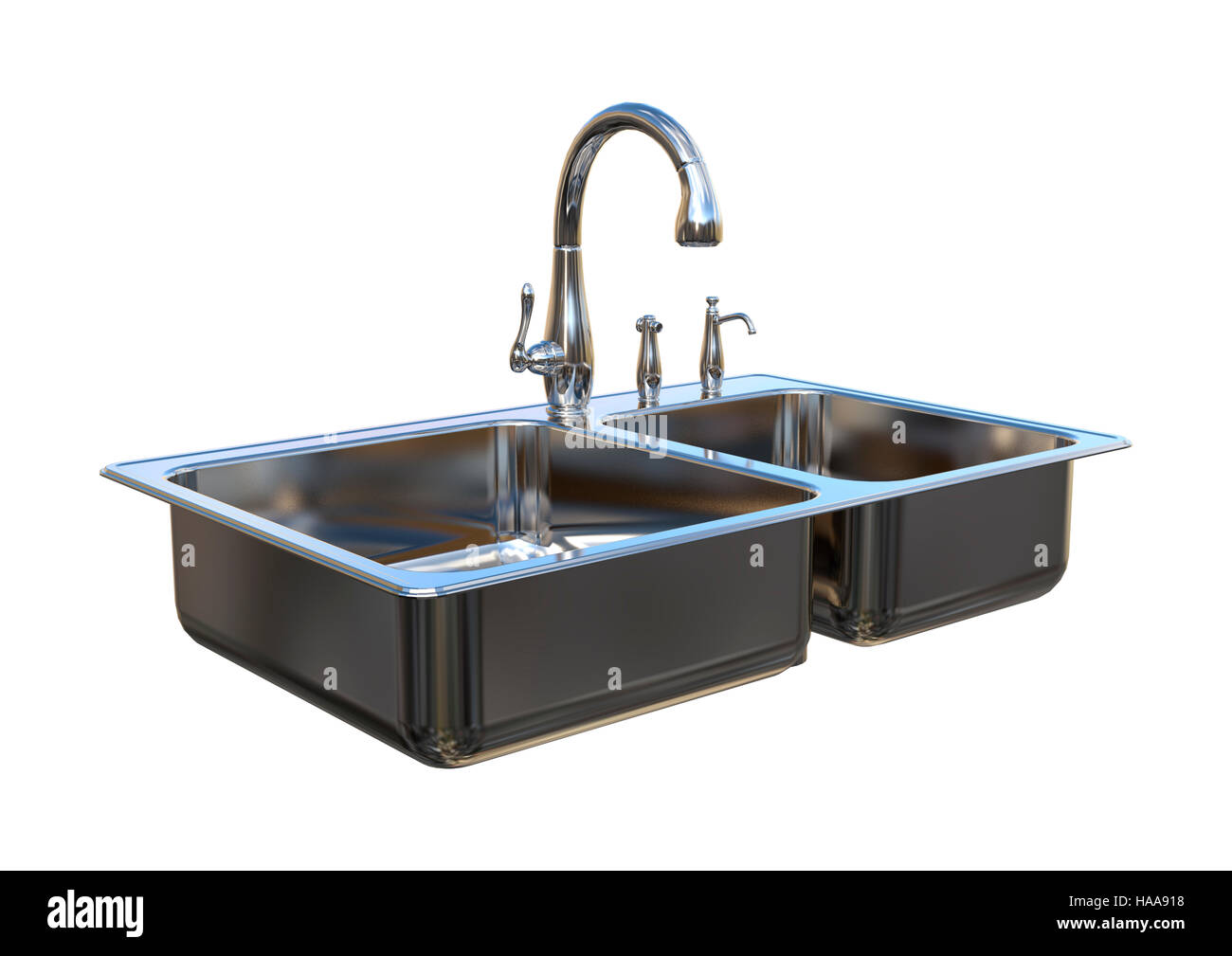 3D rendering of a kitchen sink isolated on white background Stock Photo ...