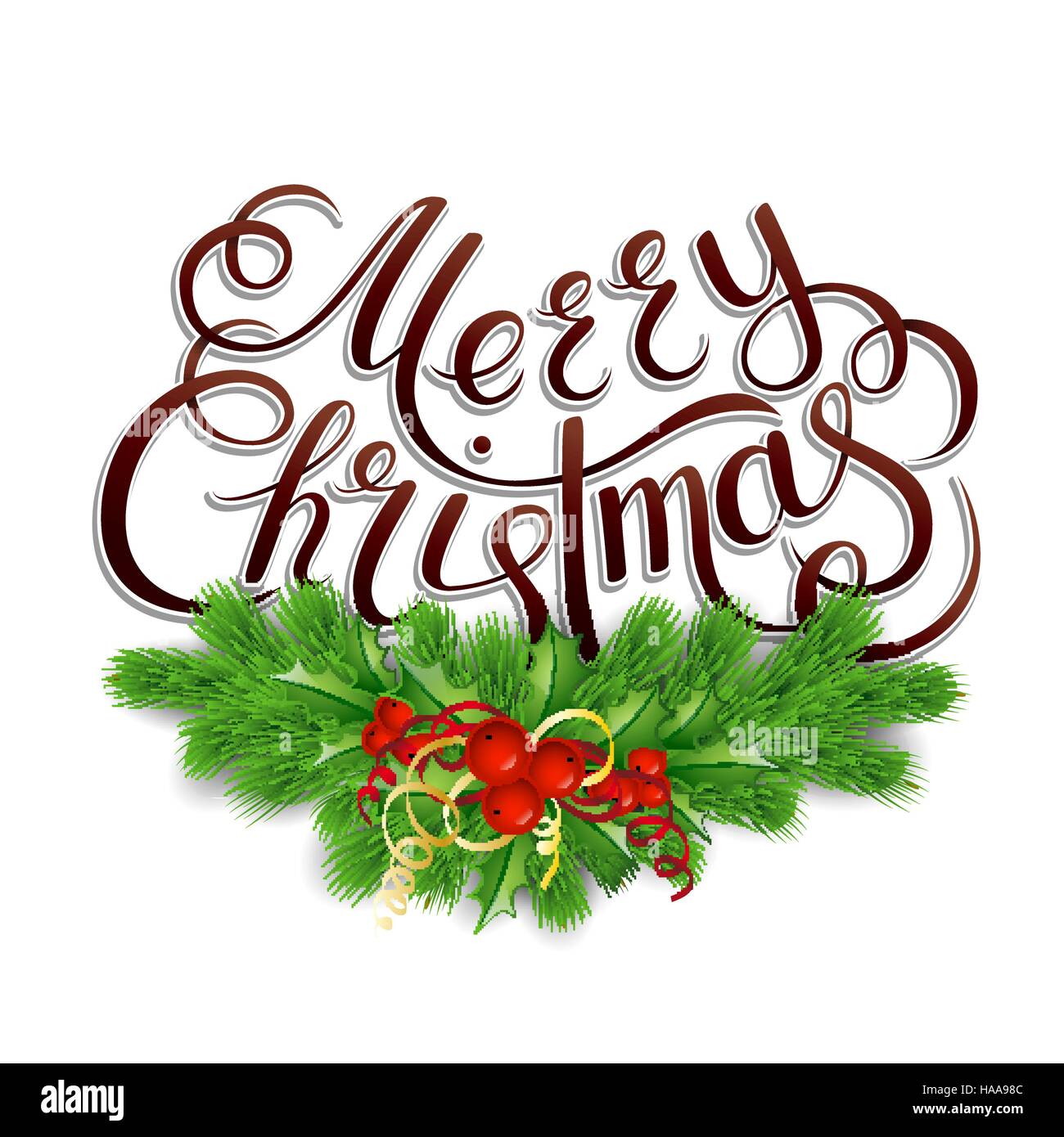 Merry christmas wreath lettering Cut Out Stock Images & Pictures - Alamy