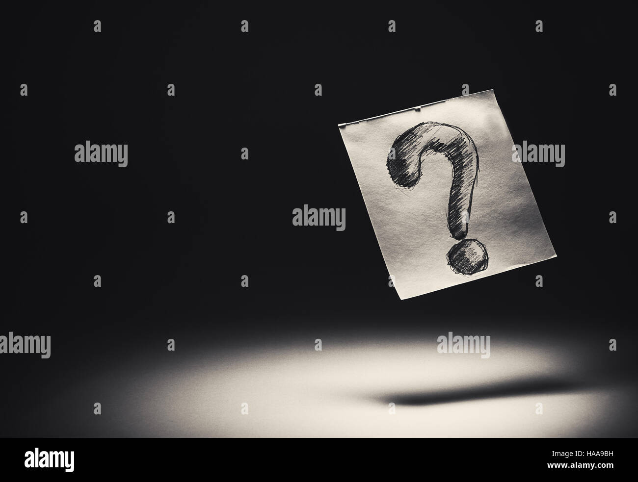 Question mark drawn on paper, on gray background Stock Photo - Alamy