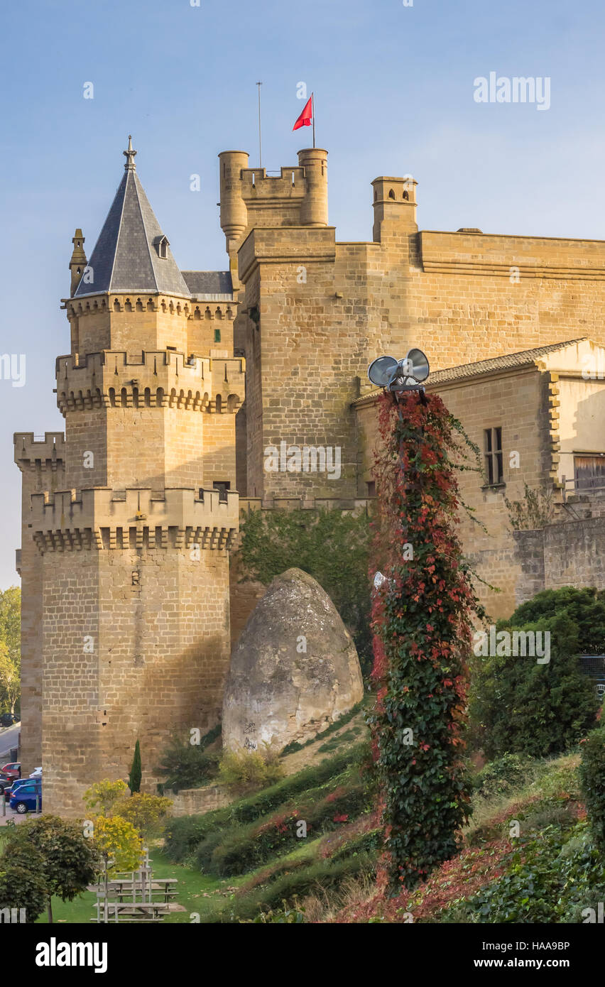 Historical castle in the center of Olite, Spain Stock Photo - Alamy