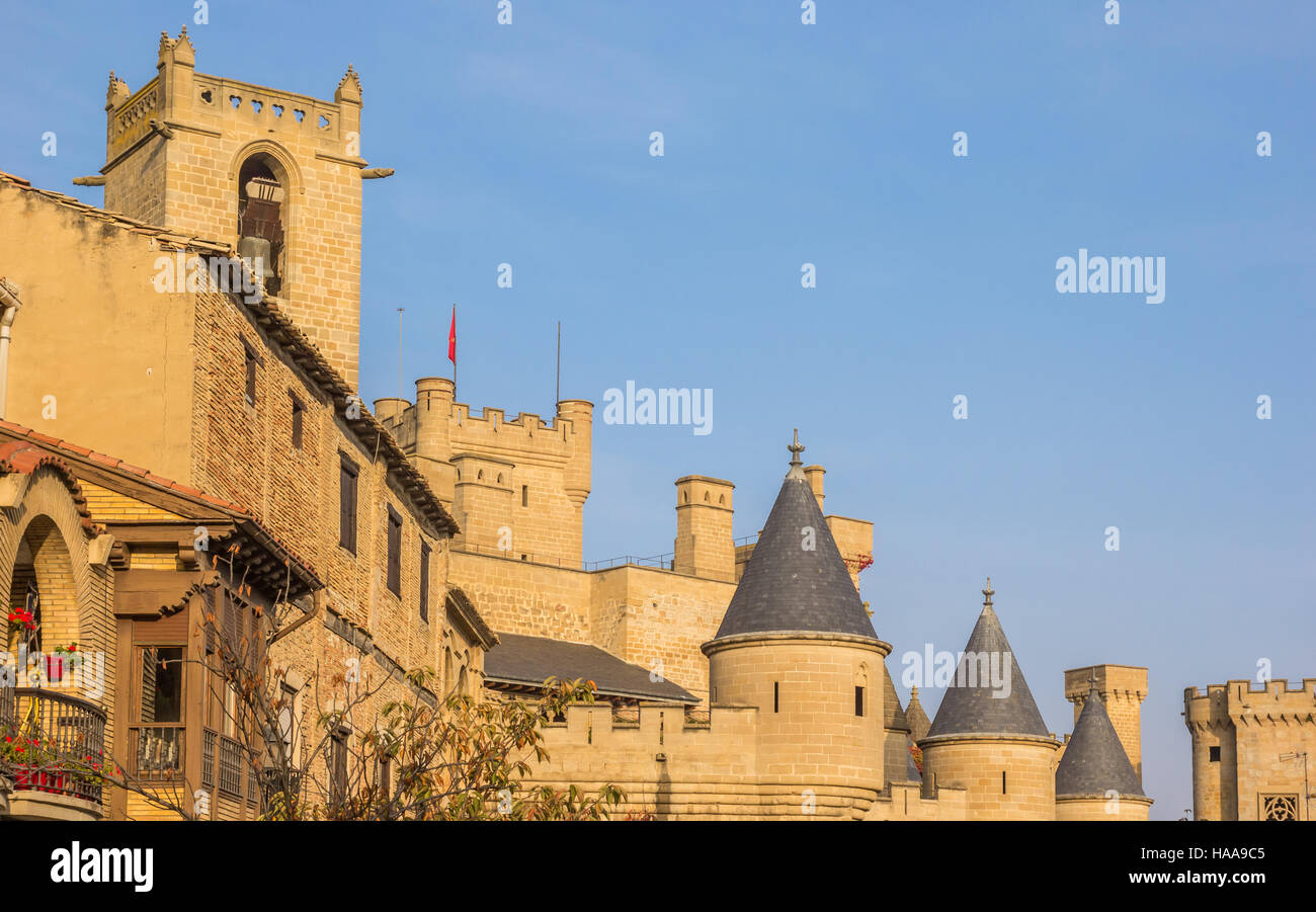 Towers of the historical castle of Olite, Spain Stock Photo - Alamy
