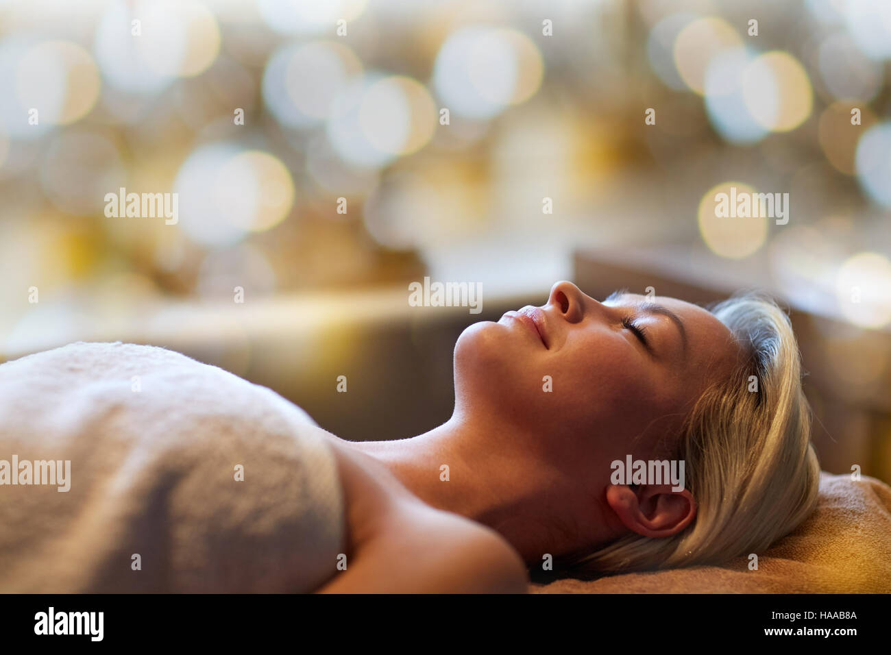 young woman lying in spa Stock Photo - Alamy