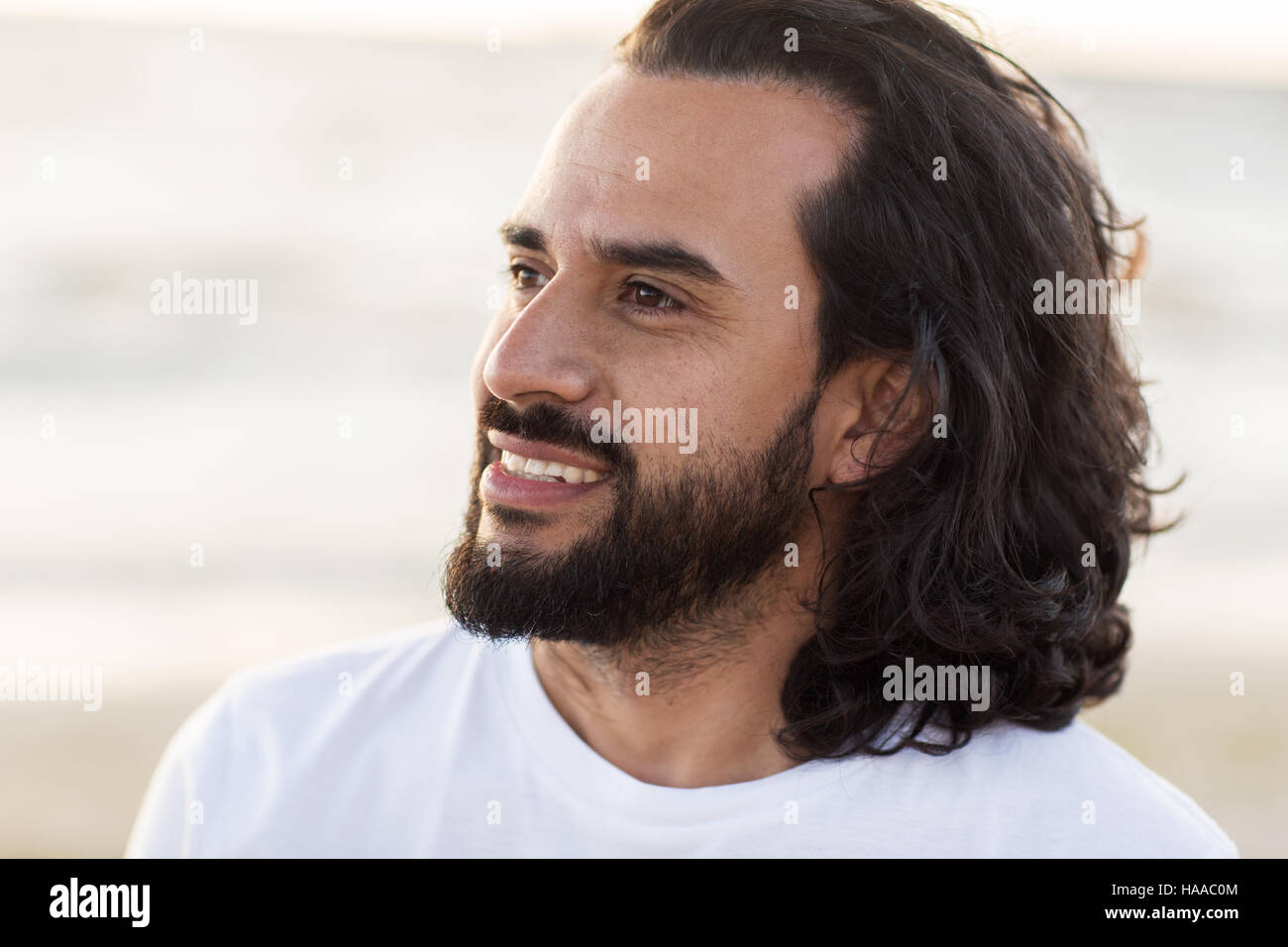 happy smiling man with beard outdoors Stock Photo - Alamy