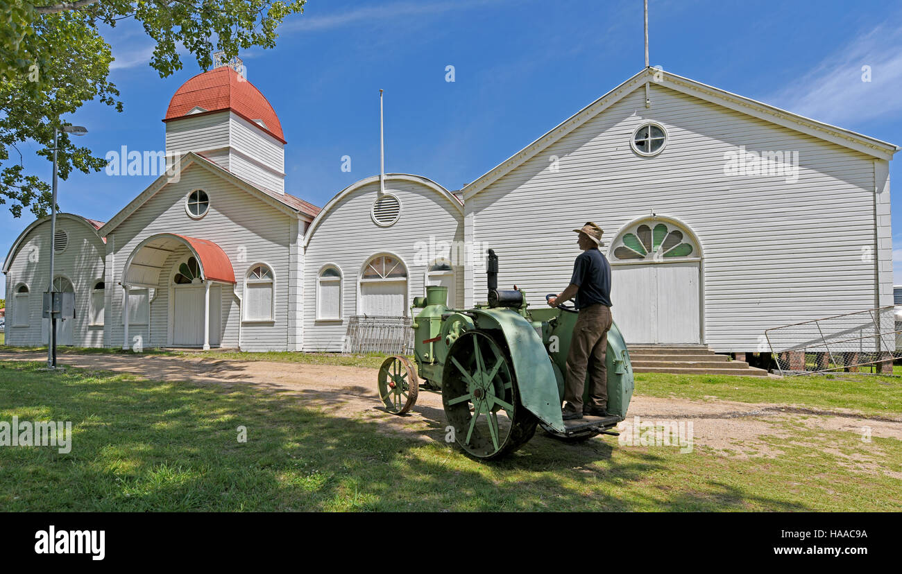 rumely steam tractor engine in front of the historic pavilion at the ...