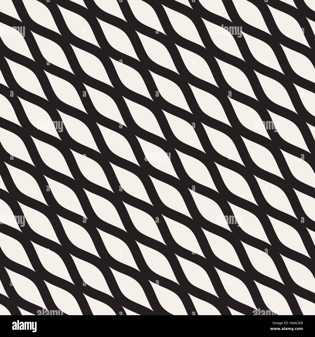 Vector Seamless Black and White Hand Drawn Diagonal Wavy Shapes Pattern ...